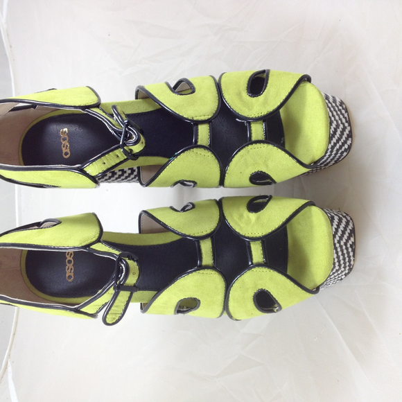 ASOS | Shoes | Asos Neon Green Funky Heels Platform Sandals 5 | Poshmark