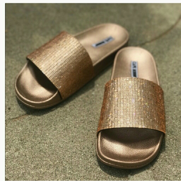 Shoes | Rose Gold Sparkle Slides | Poshmark