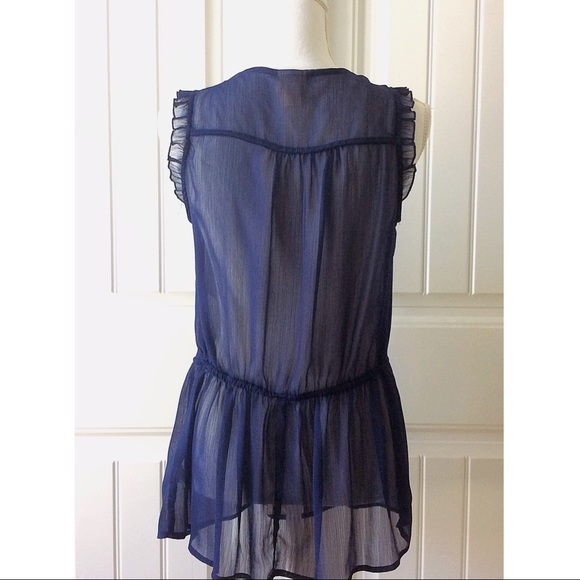 Tops | Nwot Sheer Navy Blouse | Poshmark
