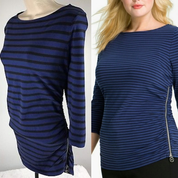 MICHAEL Michael Kors | Tops | 2 Michael Kors Striped Side Zipper Top ...
