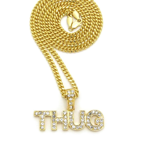 Accessories | Iced Out Gold Pt Thug Pendant 24 Cuban Chain | Poshmark