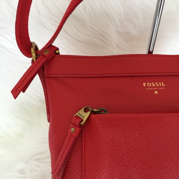 Fossil | Bags | Fossil Red Leather Mimi Crossbody Bag Leather | Poshmark
