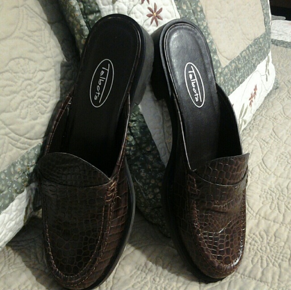 Talbots | Shoes | Talbots New Ladies Black Brown Sling Loafers 7aa ...