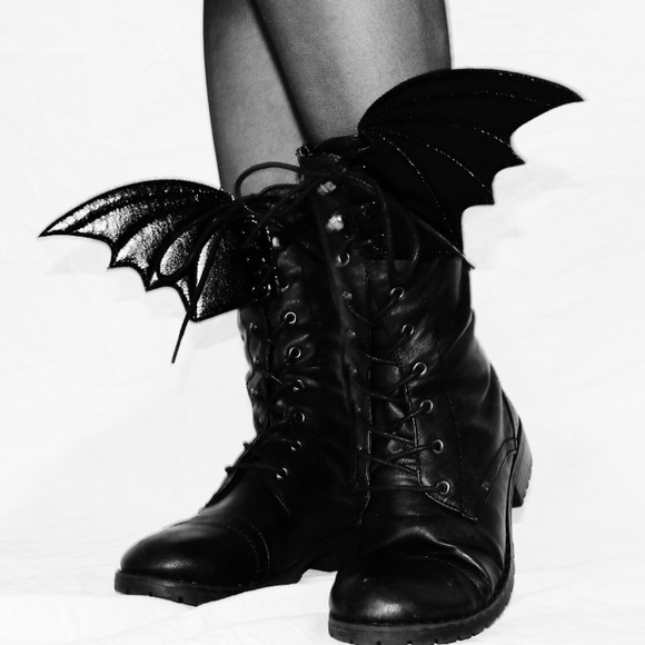 Accessories | Black Faux Patent Leather Bat Wings | Poshmark