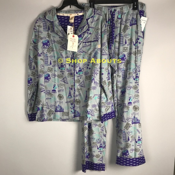 munki munki | Intimates & Sleepwear | Munki Munki Passport Stamps Cozy ...