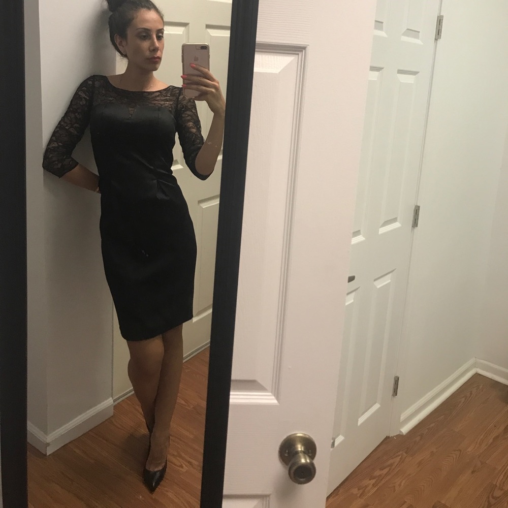 Beautiful And Sexy Satin Dress With Lace Finish Gem