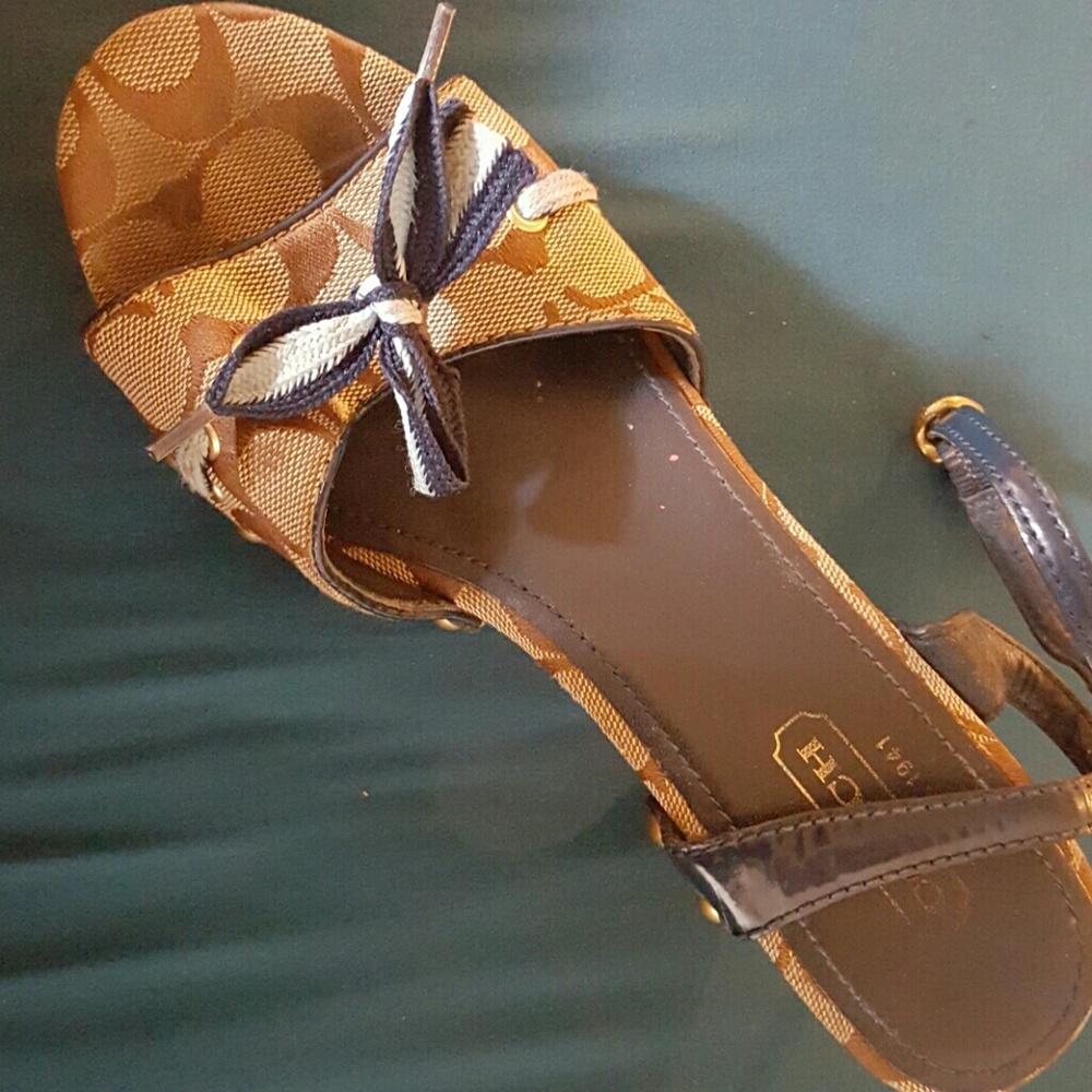 Coach Vintage Sandals W Wooden Heels Cute Gem