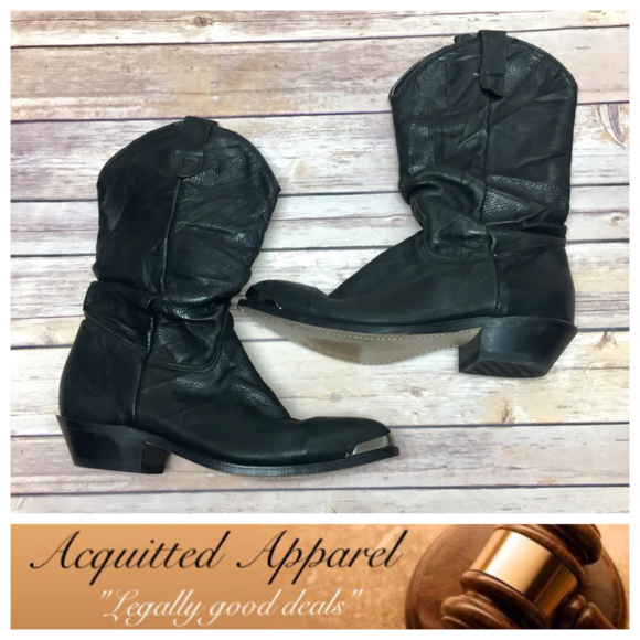 Double H | Shoes | Double H Cowboy Cowgirl Boots Black With Toe Tips ...