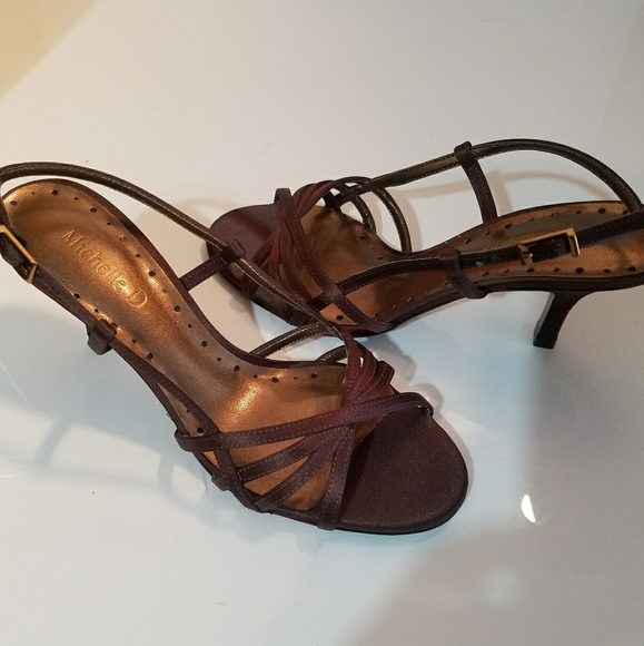 Michelle D | Shoes | Brown Strappy Satin Sandals | Poshmark