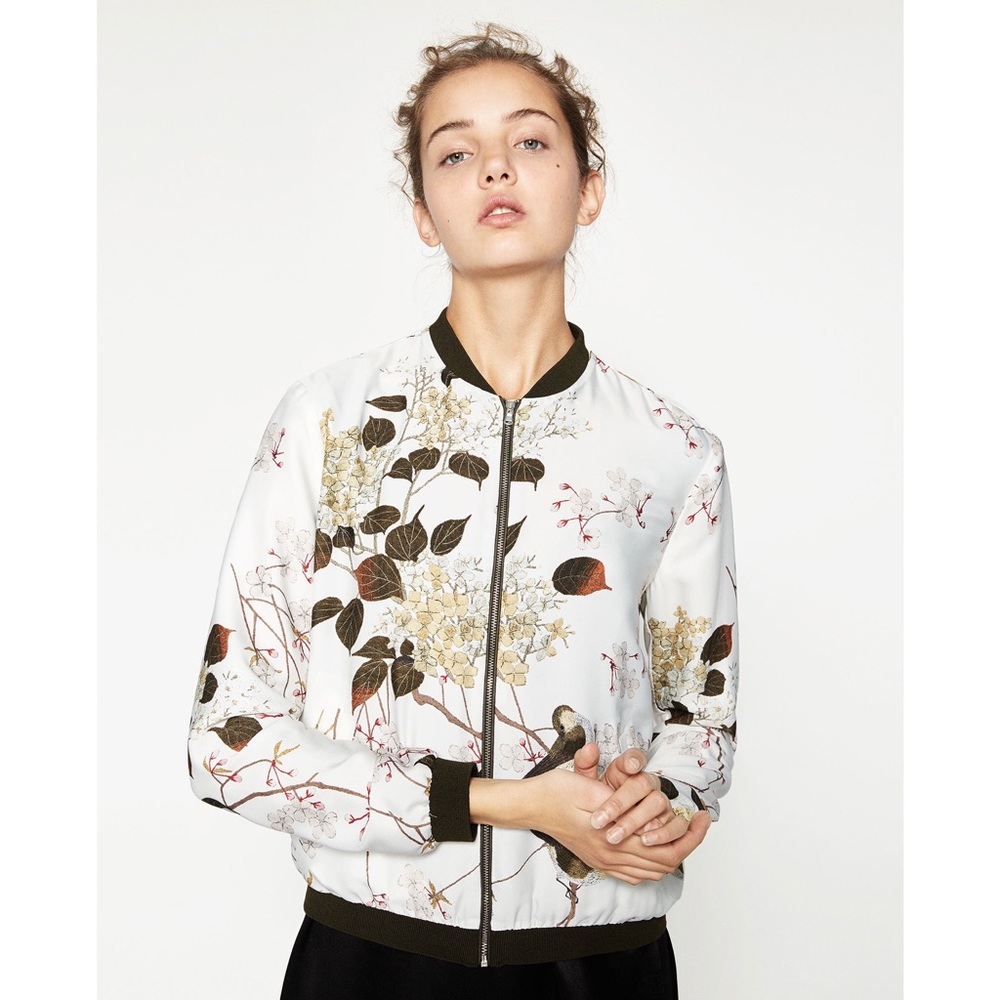 Zara Floral Bomber Jacket - Gem
