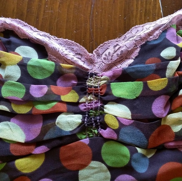 ECI | Tops | Chocolate Brown Eci Tank Wmulticolor Polka Dots | Poshmark