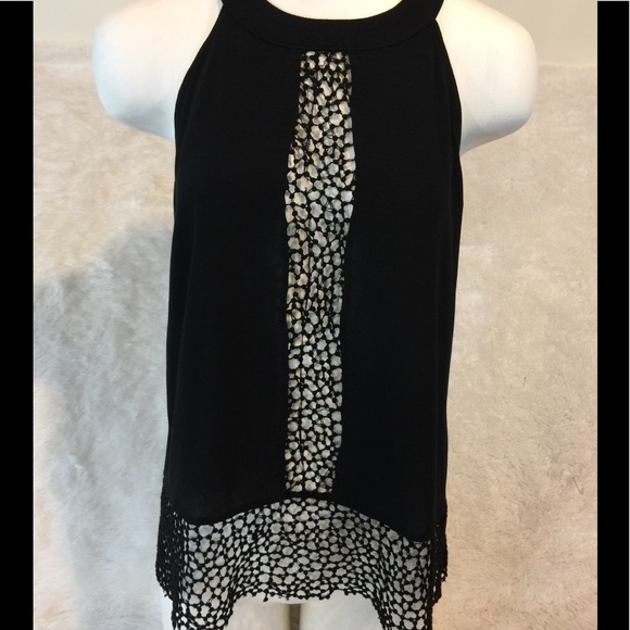 Monteau | Tops | Nwt Monteau Black Lace Razor Back Top | Poshmark