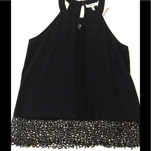 Monteau | Tops | Nwt Monteau Black Lace Razor Back Top | Poshmark