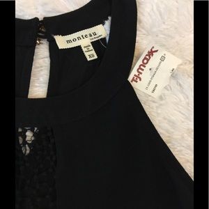 Monteau | Tops | Nwt Monteau Black Lace Razor Back Top | Poshmark