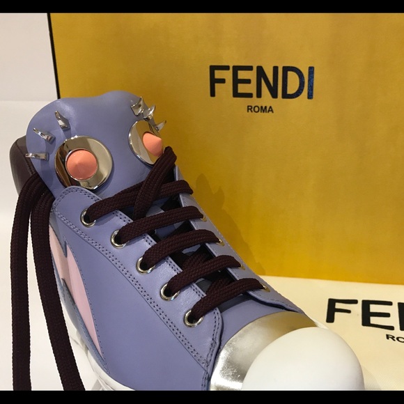 Fendi | Shoes | Fendi Faces Leather High Top Sneaker 37eu | Poshmark