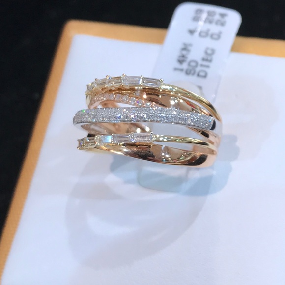 Jewelry | 14k Tri Colored Diamond Ring | Poshmark