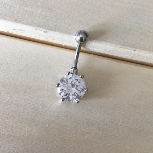 Jewelry | Silver Prong Gem Belly Button Ring | Poshmark