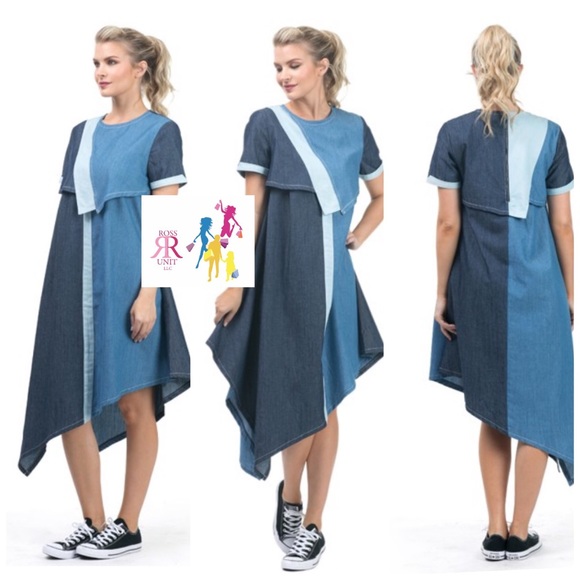 Dresses | Triple Tone Denim Dress | Poshmark