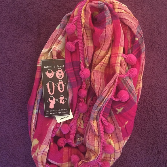 Collection XIIX | Accessories | Pink Plaid Boho Infinity Scarf | Poshmark