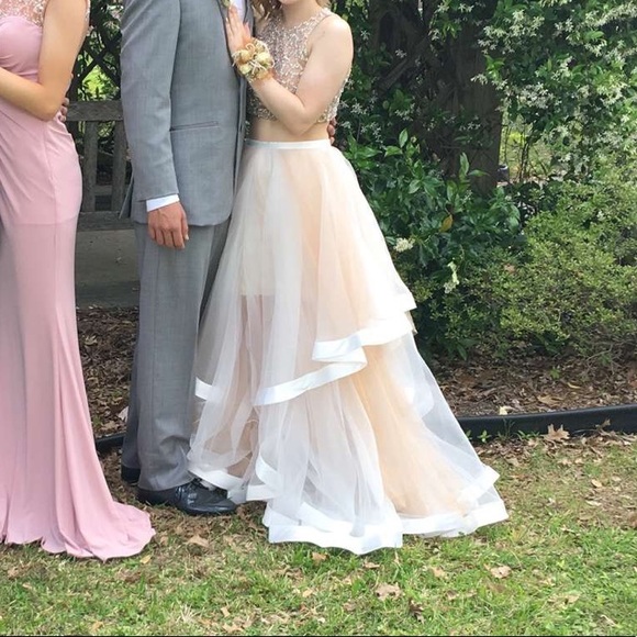 Dillards | Dresses | Two Piece Whitecream Poofy Prom Dress | Poshmark
