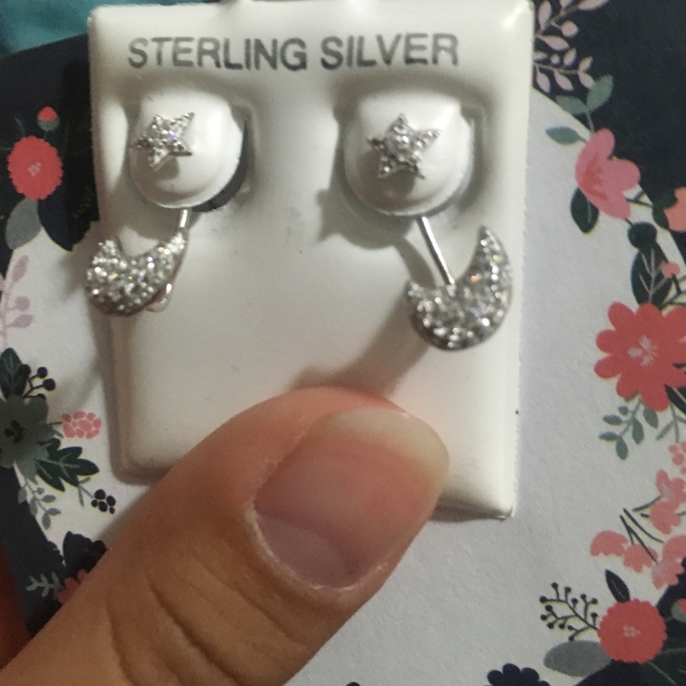 925 Sterling Silver Moon And Star - Gem