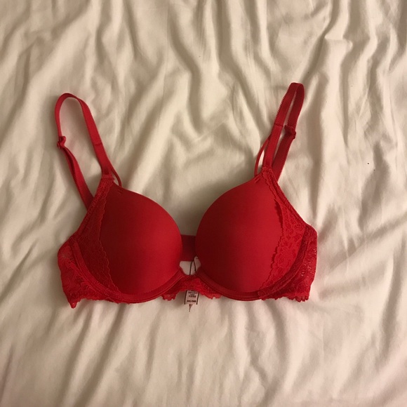 PINK Victoria's Secret | Intimates & Sleepwear | Red Lace Push Up Bra ...