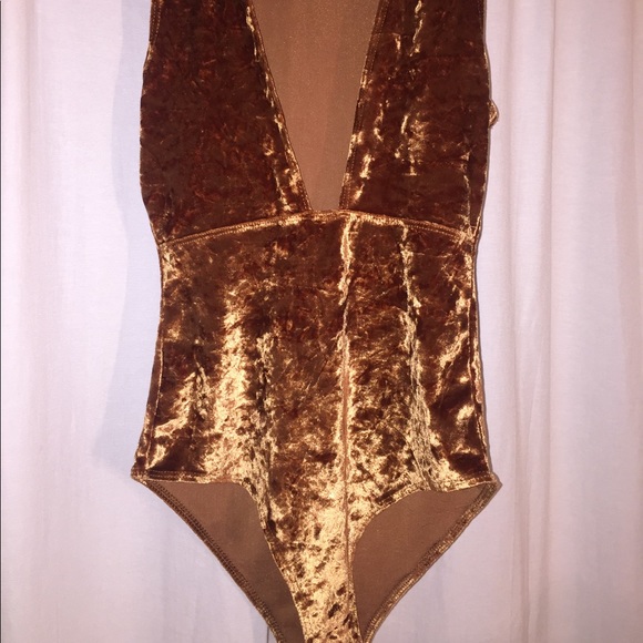 Tops | Beautiful Velvet Gold Bodysuit | Poshmark