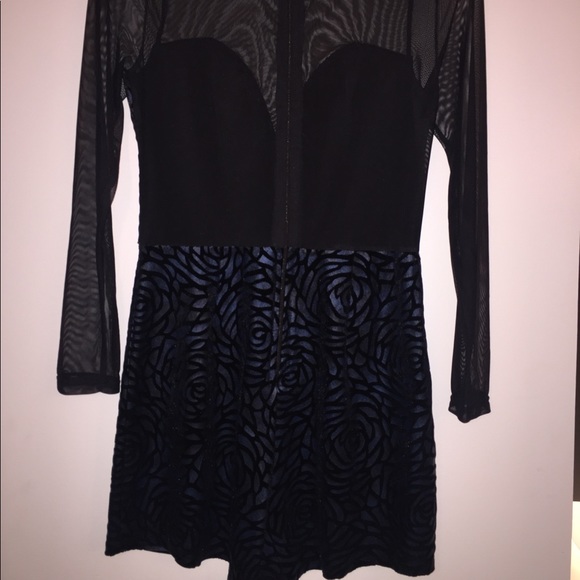 Charlotte Russe | Pants & Jumpsuits | Blue Black And Mesh Romper | Poshmark