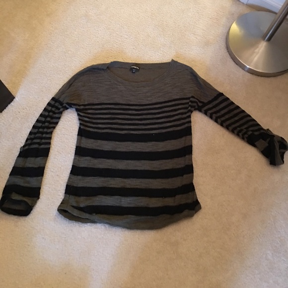 Express | Sweaters | 4 For 2 Express Greenblack Striped Sweater | Poshmark