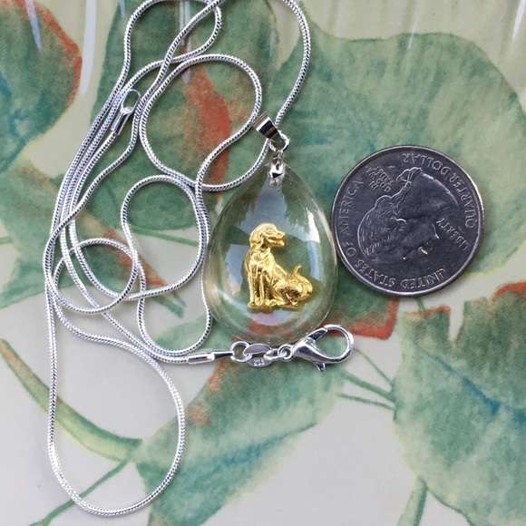 Jewelry | Golden Dog On Silver Chain | Poshmark