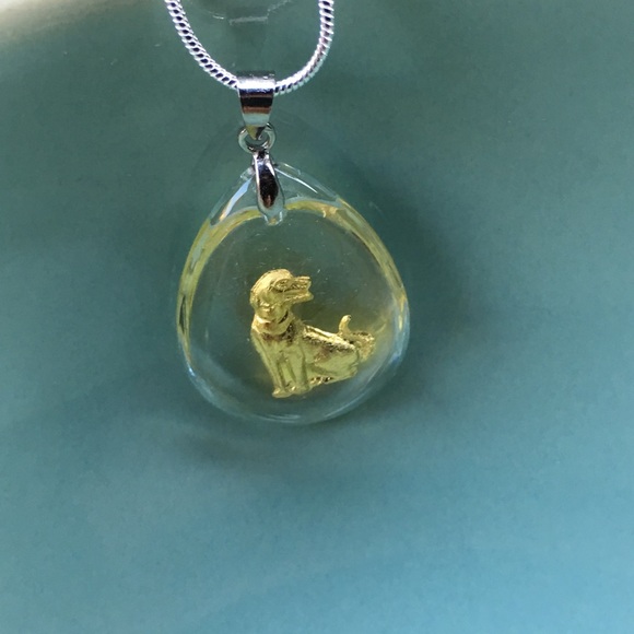 Jewelry | Golden Dog On Silver Chain | Poshmark