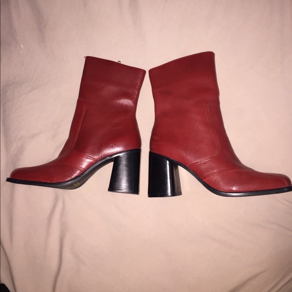 Shoes | Vintage Red Leather Boots | Poshmark