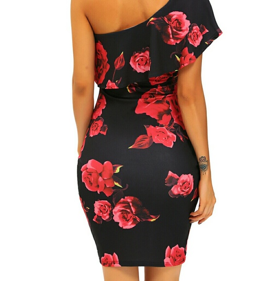 Dresses | Red Rose Midi Dress | Poshmark