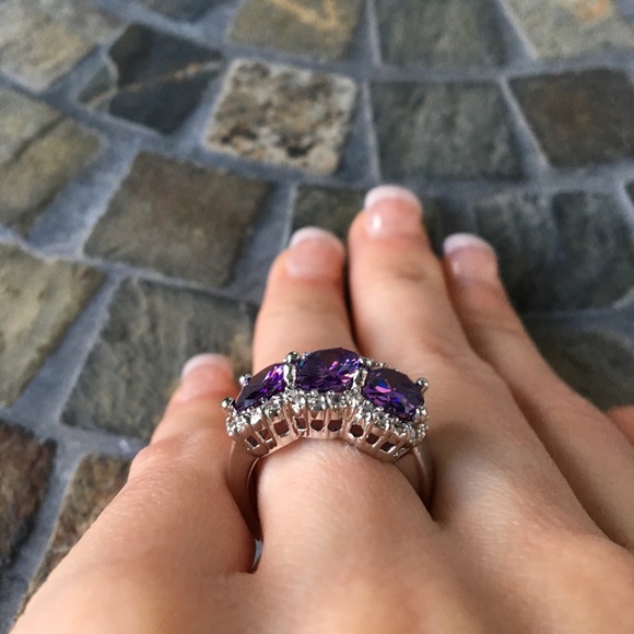 Jewelry | Oval Amethyst Gemstone Halo Silver Engagement Ring | Poshmark
