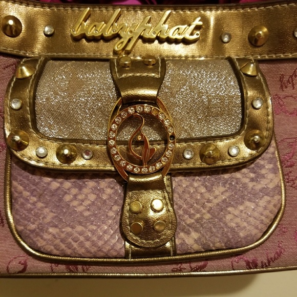 Baby Phat | Bags | Baby Phat Purse Pink Gold W Rhinestones | Poshmark
