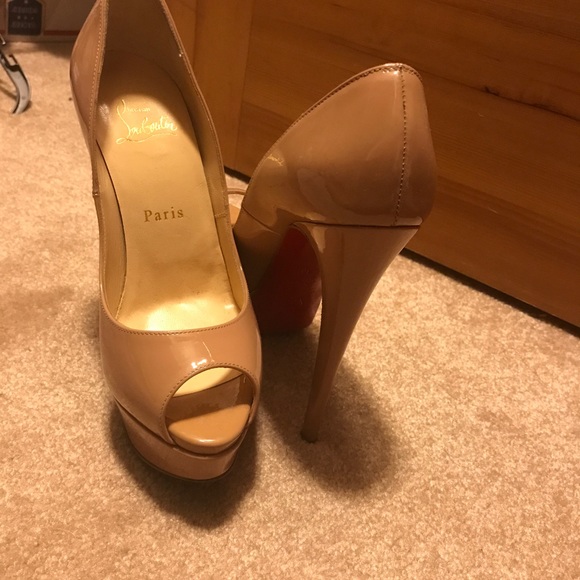 Christian Louboutin | Shoes | Christian Louboutin Lady Peep Patent Leather Pumps | Poshmark
