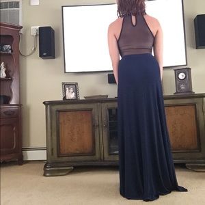 Morgan & Co. | Dresses | Navy Blue Lace Prom Dress | Poshmark