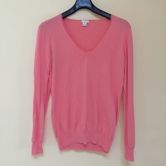 J. Crew Factory | Sweaters | J Crew 0 Cotton Solid Pink V Neck Sweater ...