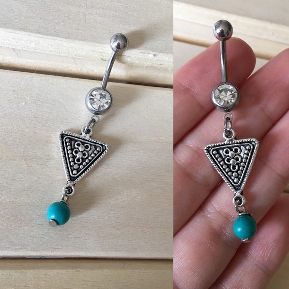 Jewelry | Turquoise Boho Triangle Belly Button Ring | Poshmark