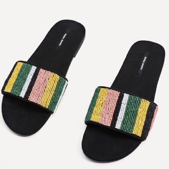 Zara | Shoes | Zara Beaded Slides Mules Sandal Brand New | Poshmark