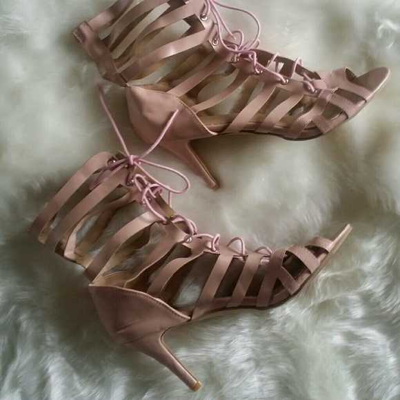 Shoes | Blush Pink Bandage Cage High Heel Sandals | Poshmark