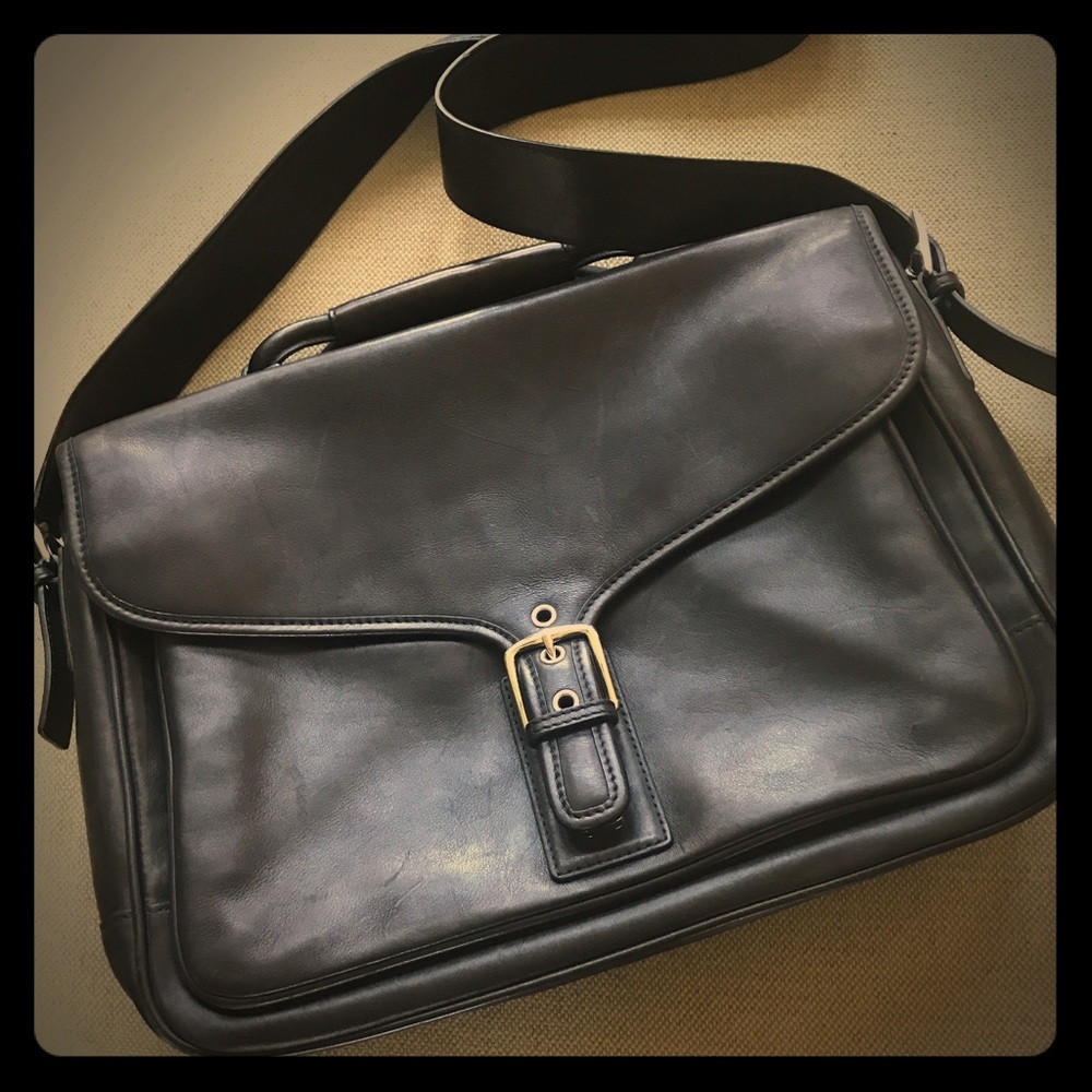 Coach Black Leather Laptop Bag - Gem