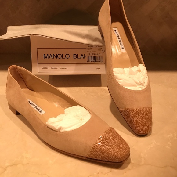 Manolo Blahnik | Shoes | Manila Blahnick Cammeo Leather Ballet Flats ...