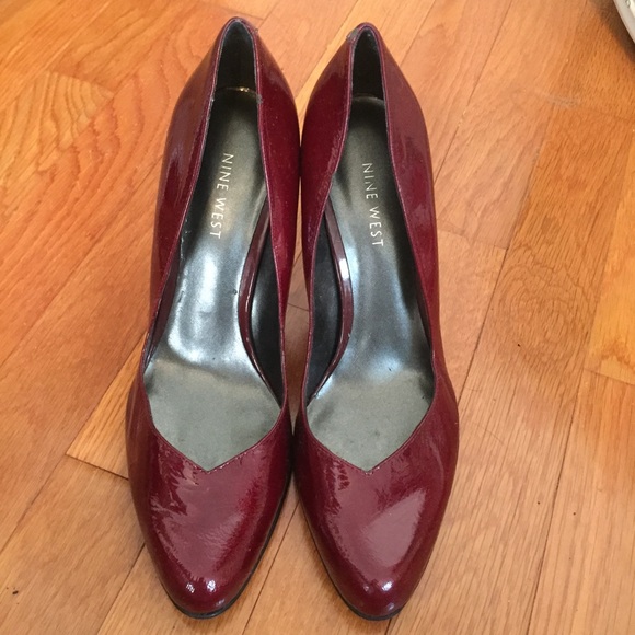 Nine West | Shoes | Nine West Dark Red Patent Leather Heels | Poshmark