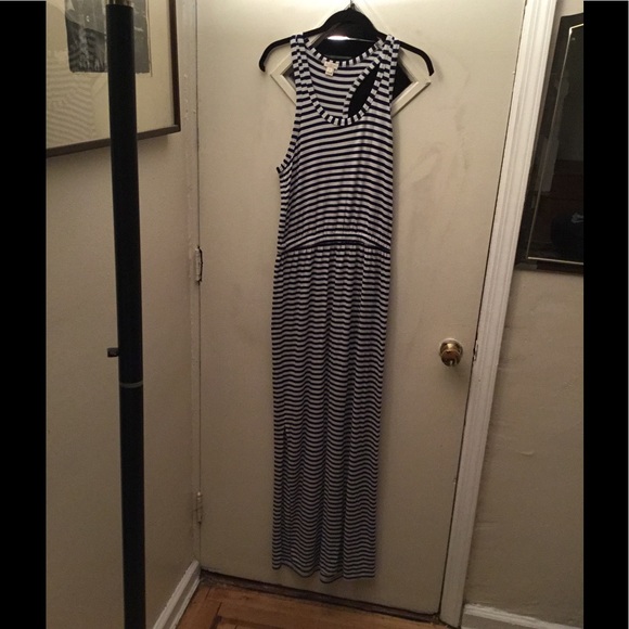 J. Crew | Dresses | Stripe Maxi Dress With Cutaway Arm | Poshmark