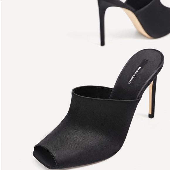 Zara | Shoes | Zara Satin Heeled Mules | Poshmark