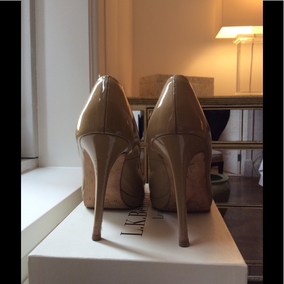 LK Bennett | Shoes | Lk Bennett Sledge Pumps Patent Leather In Taupe ...