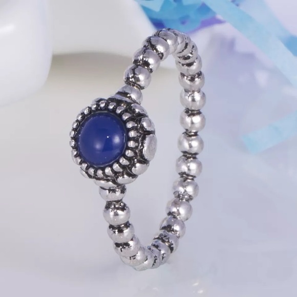 Jewelry | Round Blue Silver Moon Promise Ring | Poshmark