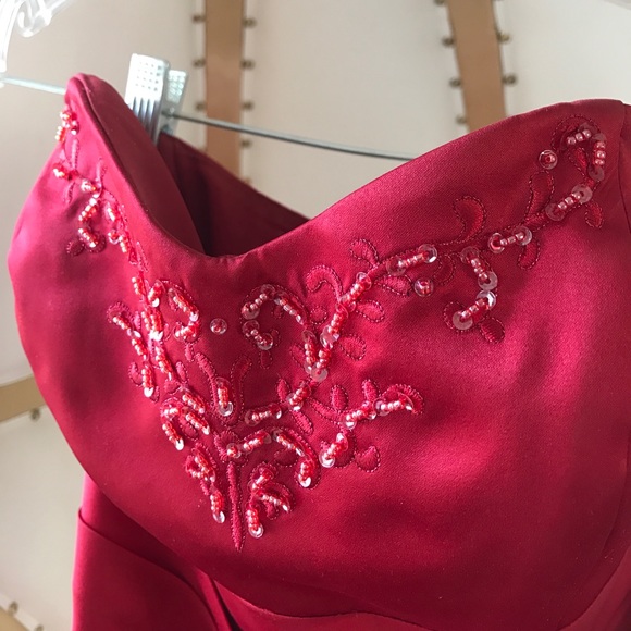 David's Bridal | Dresses | Apple Red Davids Bridal Aline Bridesmaid ...