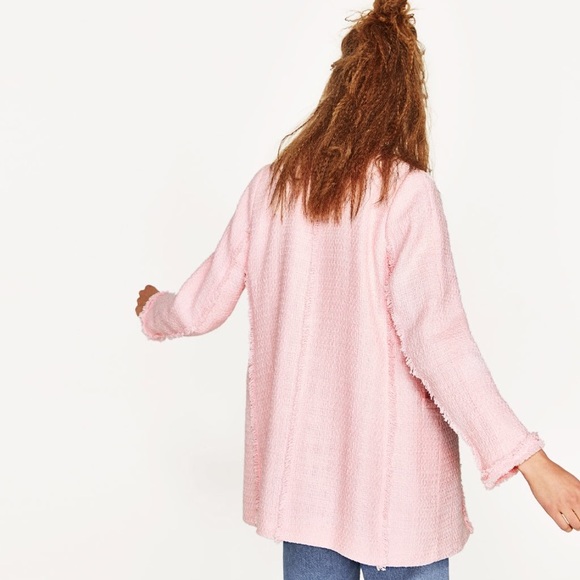 Zara | Jackets & Coats | New Zara Light Pink Textured Tweed Frock Coat ...